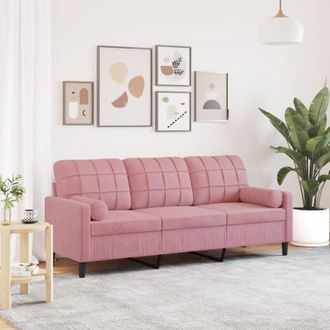 vidaXL Vidaxl - Canap&eacute; 3 places avec oreillers d&eacute;coratifs rose 180 cm velours