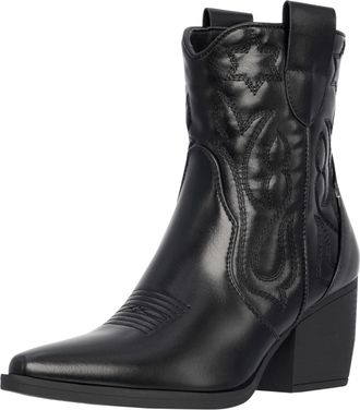 Elara Damen Stiefeletten Cowboy Boots Chunkyrayan DE326P Black PU-37