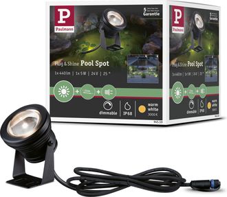 Paulmann 94559 Plug & Shine LED Außenleuchte Spot Teichleuchte IP68 incl. 1x5 W dimmbar Warmweiß Schwarz Aluminium 3000 K