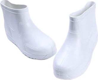 FOMIYES Pluie Antidérapantes Épaisses Basses pour Femme Résistantes à Acide Alcali Semelle Concave Confort et Stabilité pour Humide Blanc