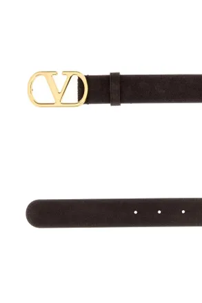 Valentino Garavani Mens Chocolate Suede Vlogo Signature Belt Testadimoro Cinture