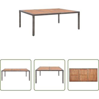 vidaXL vidaXL Akazienholz Tisch - Gartentisch Grau 200x150x74 cm Poly Rattan und Akazienholz