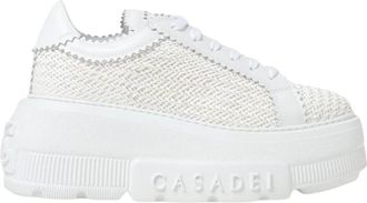 Casadei Femme, Chaussures, Blanc, Taille: 40 EU Woven Platform Baskets