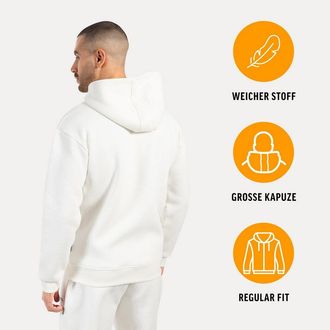 Smilodox Kapuzenstrickjacke Ilyas, Oversize Zip Hoodie, Strickjacke mit Logo auf der Brust durchgehender Frontzipper weicher Stoff gerippter Bund Freizeit Allt