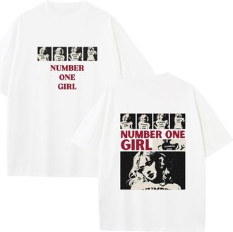 Generic Number Onegirl T-Shirt K-Pop 2025 Grafik-Support Baumwolle Unisex Sportshirt(White,S)