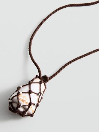 Mango Collier cordon coquillage marron - Femme - Taille unique - MANGO