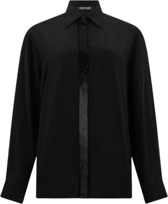 Roberto Cavalli Femme, Blouses et Chemises, Noir, Taille: 40 FR Chemise en soie avec d&eacute;tails scintillants