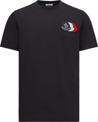 Moncler T-shirt en coton à logo tricolore brodé