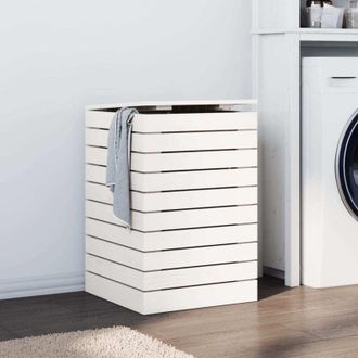 vidaXL Panier &agrave; linge blanc 44x44x66 cm bois massif de pin Vidaxl