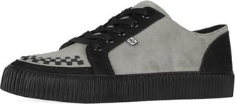 T.U.K. Ribbed Sole Sneaker - Chaussures pour Hommes et Femmes - Couleur Taupe Black Suede - Chaussures à Lacets en Cuir et Daim de Style Voyou, Goth et Rocke