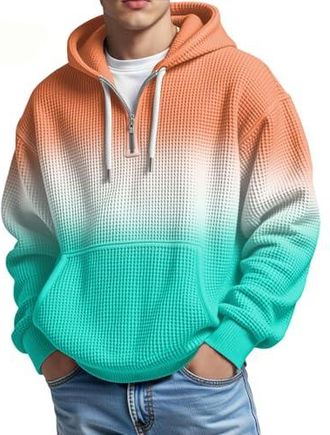 Generic Sweat Zipp&eacute; Moumoute Homme Pullover Oversize Roi Kaki &Eacute;clair Thermique Fourrure Coudiere Moderne Doux Basic Doublure Poche Rembourr&eacute; Celadon Anthracit