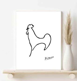 Generic Wandkunst, Dekoration, Picasso, gezeichnete Linien, Zeichnung, Leinwand, Poster, ungerahmt, Gr&ouml;&szlig;e 20 x 30 cm (Coq picasso)