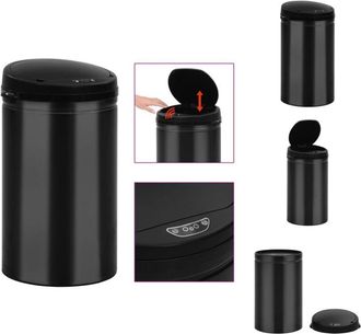 vidaXL M&uuml;lltonnen & Abfalleimer - Living Automatischer Sensor-M&uuml;lleimer 40 l Kohlenstoffstahl Schwarz - Schwarz