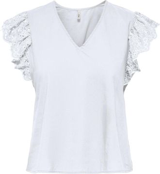 Only Onllou Life Emb S/S Frill Top WVN