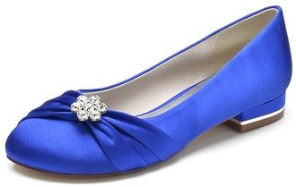 Minitoo Chaussures plates confortables pour femme et fille - Chaussures plates avec noeud MY207, My207 Bleu roi Talon 2 5 cm, 42 EU