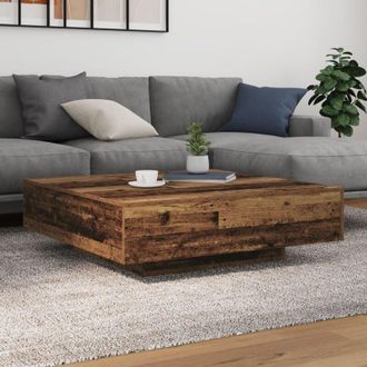 vidaXL Couchtisch mit LED-Lichtern Alte Holz 100x100x31 cm - Vidaxl