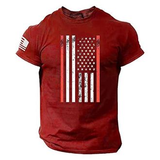 Generic T-shirt d&eacute;t&eacute; pour homme - Logo du drapeau am&eacute;ricain - T-shirt d&eacute;contract&eacute; &agrave; manches courtes - T-shirt classique d&eacute;contract&eacute; pour homme, Rouge-1., 4XL
