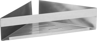 WENKO Turbo-Loc Eckablage Genova Matt, Bad-Ablage aus mattem, hochwertigem Edelstahl zum Befestigen ohne Bohren mit Klebepad-System, dekorative Aufbewahrung