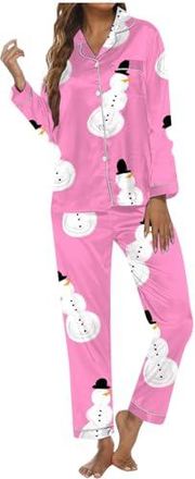 Generic Ensemble de pyjama &agrave; manches longues imprim&eacute; sur le th&egrave;me de No&euml;l pour femme, v&ecirc;tement de d&eacute;tente festif pour des vacances confortables, a, 3XL