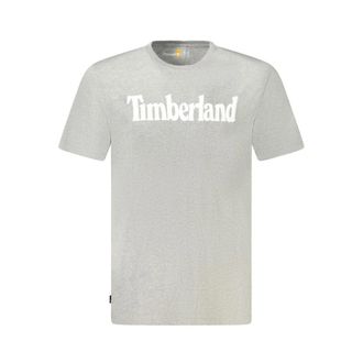 Timberland Graues Baumwoll Herren T-Shirt Fettes Logo - - Tops - Herren - Grau - S