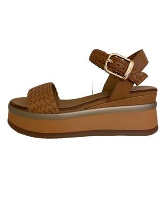 Inuovo Sandales Femme avec Tressé en Cuir, Platform 5cm, Cuir, cuir, 37 EU
