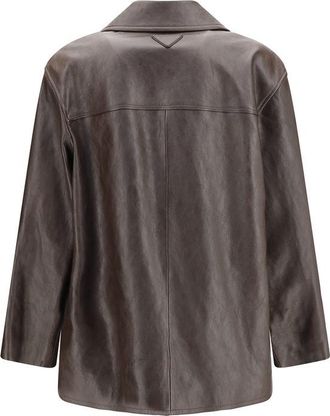 Prada Mens Brown Lamb Leather Jacket Clothing