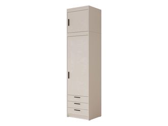 Mirjan24 Kleiderschrank Elena 1D3S, Dreht&uuml;renschrank mit 3 Schubladen und 4 Einlegeb&ouml;den, Schrank f&uuml;r Flur, Farbauswahl (Beige, Mit Schrankaufsatz)
