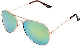 Miobo Lunettes de soleil avec monture en acier inoxydable et métal, Doré Vert, Taille unique