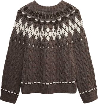 Marks and Spencer Rundhalspullover Mit Zopfstrick Und Norwegermuster Damen XL