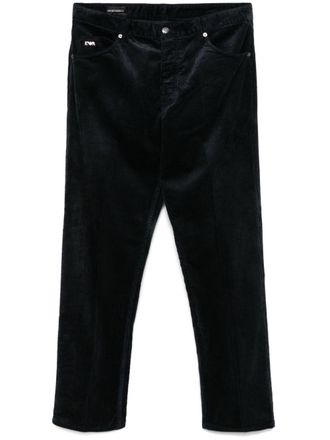 Emporio Armani pantalon en velours c&ocirc;tel&eacute; - Bleu