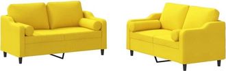 vidaXL Vidaxl - Ensemble de canapés 2 pcs avec coussins jaune clair tissu