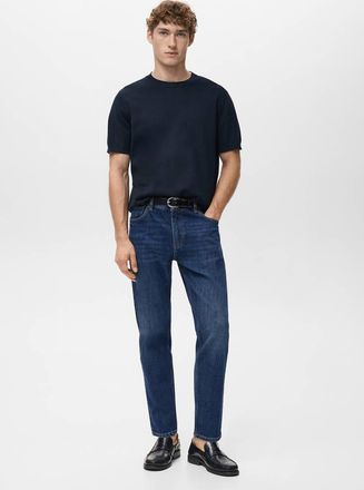 Mango Jean Ben cropped tapered-fit bleu fonc&eacute; - Homme - 38 - MANGO MAN