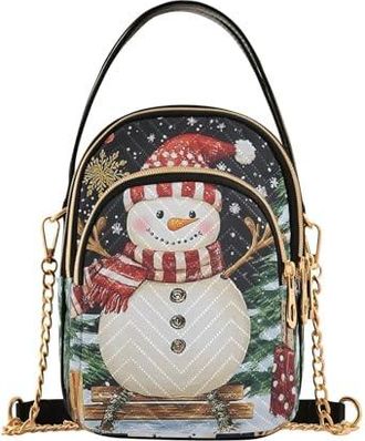 Mnsruu Sacs à bandoulière pour femme avec motif bonhomme de neige, écharpe, chapeau, pin vert, oiseaux, sac à main, petit sac à bandoulière avec sangle régla