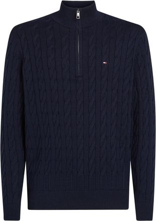 Tommy Hilfiger Troyer in Zopfstrick mit kleiner Logo-Stickerei in