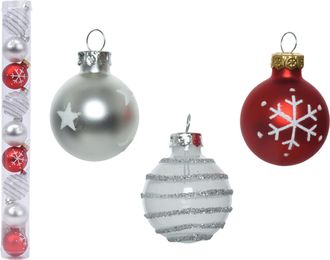 Kaemingk Glaskugeln Rot-Weiss-Mix dia3cm rot/Weiss