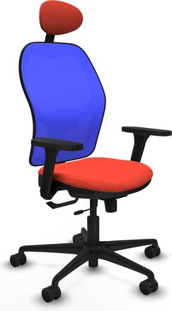 Piqueras y Crespo Ergonomischer B&uuml;rostuhl, Kopfst&uuml;tze, verstellbare Arme, h&ouml;henverstellbare Lendenwirbelst&uuml;tze und festes Kopfteil, ausgestattet mit Syncro/Traslack. Bl