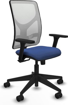 Piqueras y Crespo PC-Stuhl, blau, mit 3D-Armlehnen, h&ouml;henverstellbare Lendenwirbelst&uuml;tze, ausgestattet mit 3 Positionen und Schneideschaum, mit 65 mm Nylon-Rollen, Wei&szlig;