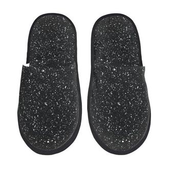 Generic Chaussures De Maison Black Glitter Print Pantoufle Chauds Pantoufles Outdoor Slippers Pour Spa Chambre &Agrave; Coucher F&ecirc;te M