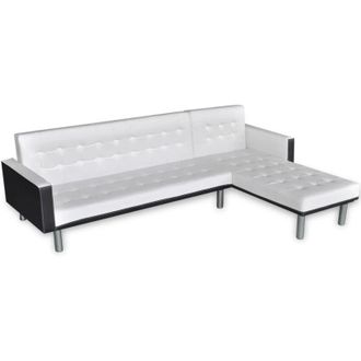 vidaXL Prolenta Premium Schlafsofa L-Form Kunstleder Wei&szlig;