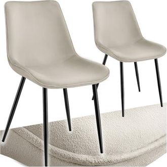 TecTake TecTake Lot de 2 Chaises de Salle &agrave; Manger Rembourr&eacute;es Ergonomiques en Velours - Fauteuil Salon Scandinave Avec Pieds en M&eacute;tal Noir - Pour Coiffeuse, 