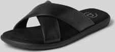 Bugatti Slides aus Leder mit Logo-Pr&auml;gung Modell Dove