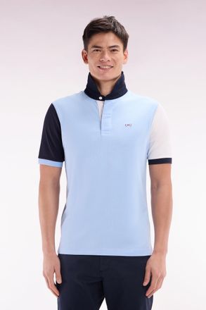 Eden Park Maillot &Agrave; Manches Courtes En Jersey De Coton Ciel Manches Bicolores