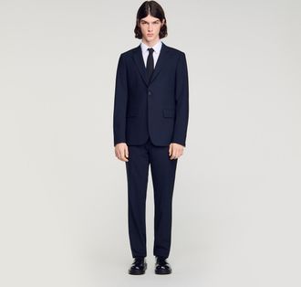 Sandro Veste de costume &agrave; micro carreaux