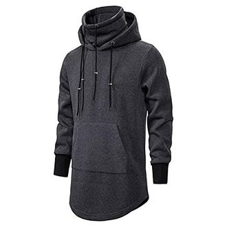 Generic Sweat &agrave; capuche pour homme - Long sweat &agrave; capuche &agrave; manches longues - Coupe droite - Pull en polaire - Avec cordon de serrage - T-shirt dext&eacute;rieur - C