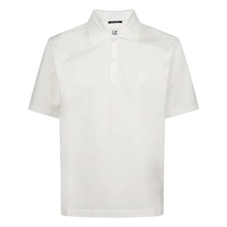 C.P. Company C.p. Company, Homme, Tops, Blanc, Taille: S Polo en coton &agrave; manches courtes
