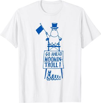 Moomin Blue Moominpappa Winter Games Go Ahead Moomintroll! T-Shirt