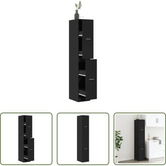 vidaXL vidaXL Holzschrank - Apothekerschrank Schwarz 30x41x174,5 cm Holzwerkstoff