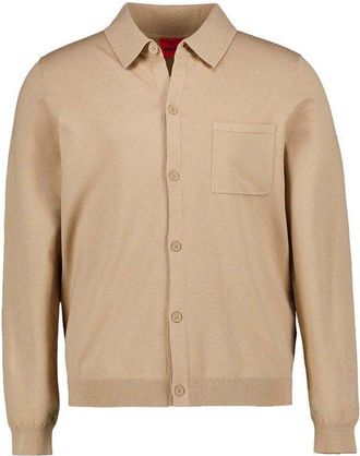 HUGO BOSS Herren Pullover beige Viskose unifarben