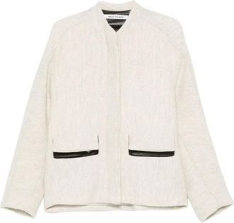 Mark Kenly Domino Tan Jacke mit Fischgrätenmuster - Nude