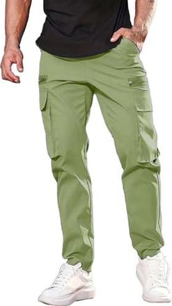 Generic Pantalon de travail &eacute;lastique pour homme - Pantalon de combat coupe ample Pantalon cargo de couleur unie Pantalon de surv&ecirc;tement l&eacute;ger Pantalon de tre